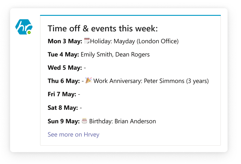 Hrvey - Leave Management for Microsoft Teams